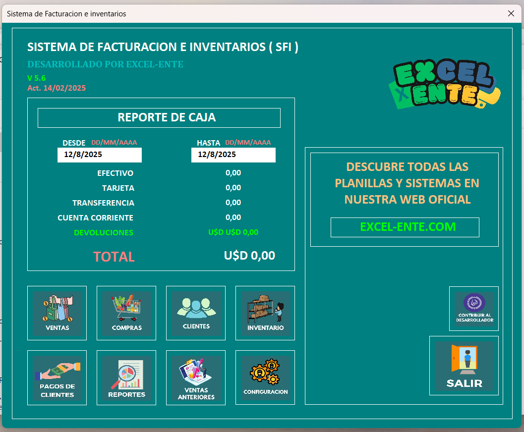SFI por Excel‑ente — Sistema de Facturación e Inventarios GRATIS